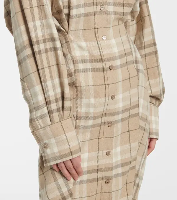 Attico Checked Cotton-blend Shirt Dress
