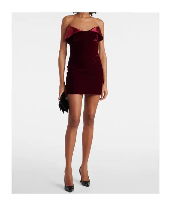 MUGLER Velvet Trim Mini Dress