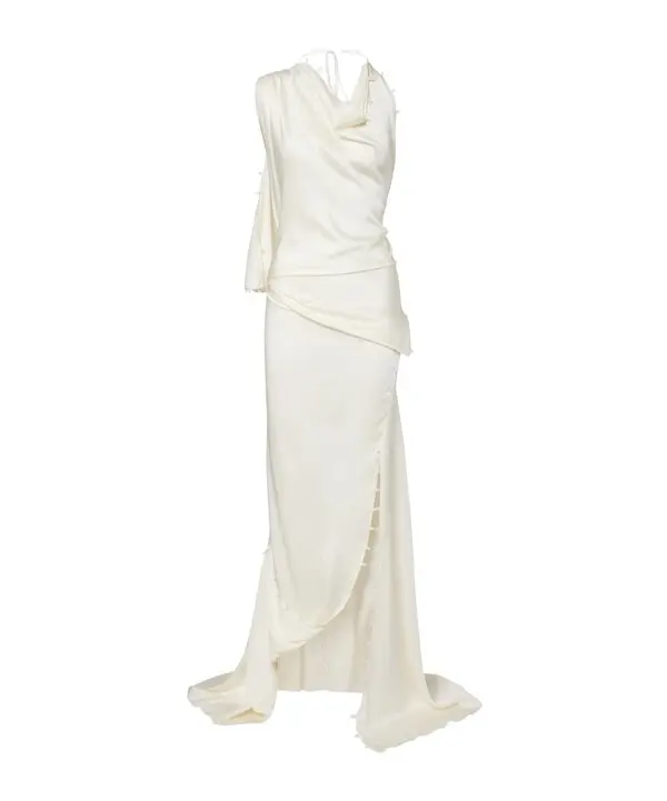 Victoria Beckham Draped Satin Crepe Long Dress
