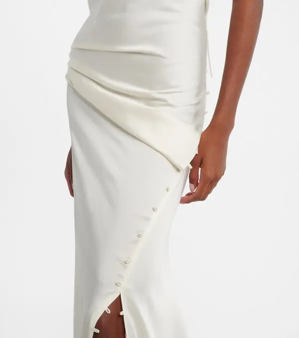 Victoria Beckham Draped Satin Crepe Long Dress