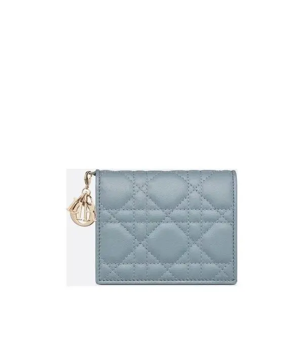 Dior Mini Lady Gardenia Wallet - Gray