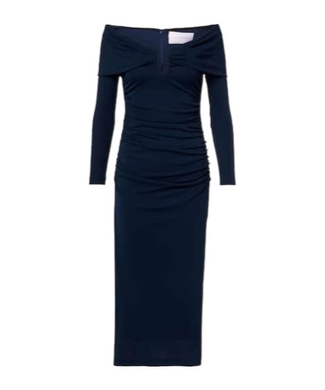 Carolina Herrera Off-shoulder Ruched Midi Dress - Black