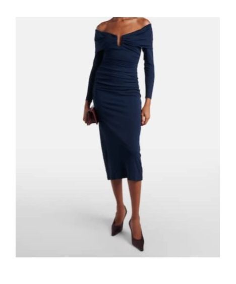 Carolina Herrera Off-shoulder Ruched Midi Dress - Black