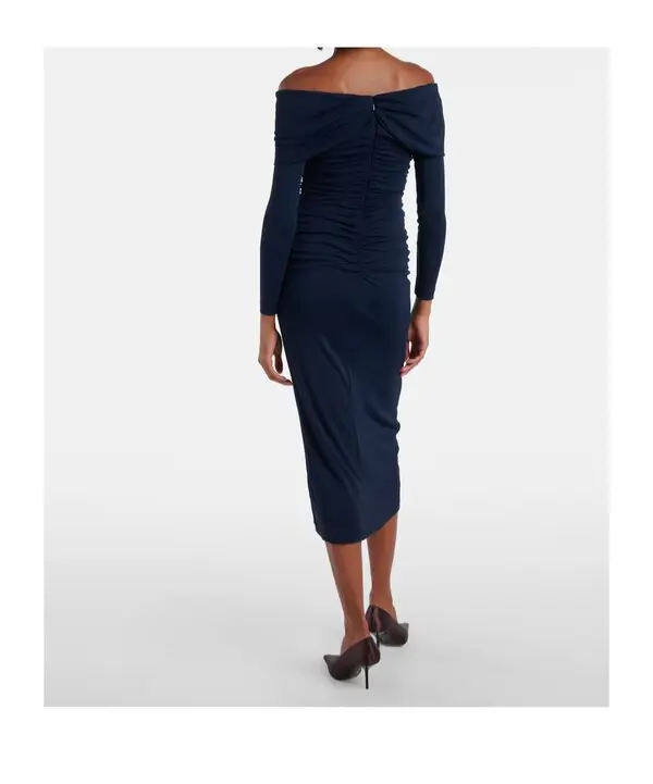 Carolina Herrera Off-shoulder Ruched Midi Dress - Black