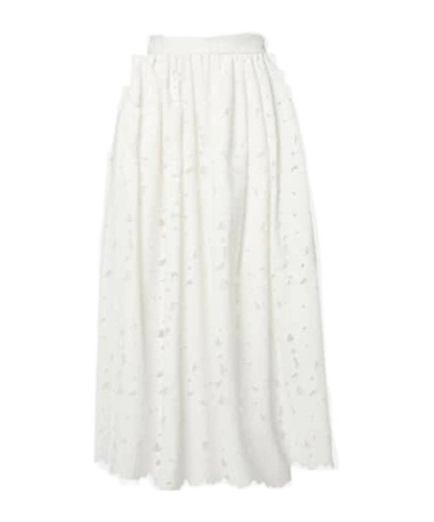 Erdem Gathered Cotton-blend Midi Skirt - White