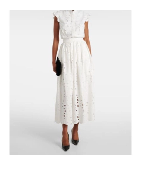 Erdem Gathered Cotton-blend Midi Skirt