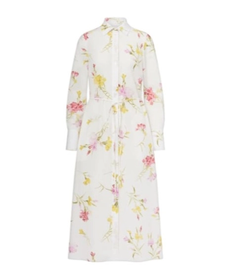 Erdem Floral Cotton Seersucker Shirt Dress - White