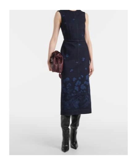 Erdem Floral Denim Midi Dress - Black