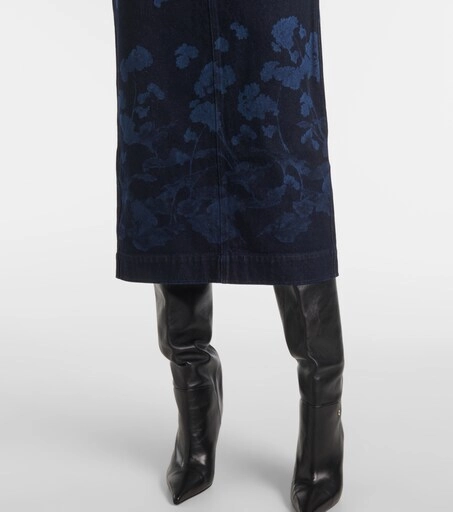 Erdem Floral Denim Midi Dress - Black