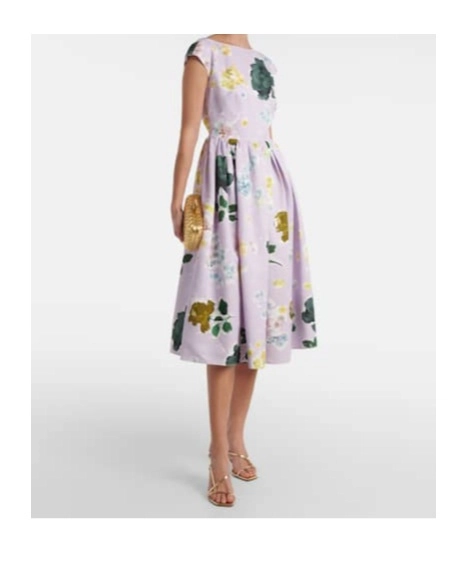 Erdem Floral Cotton-blend Faille Midi Dress