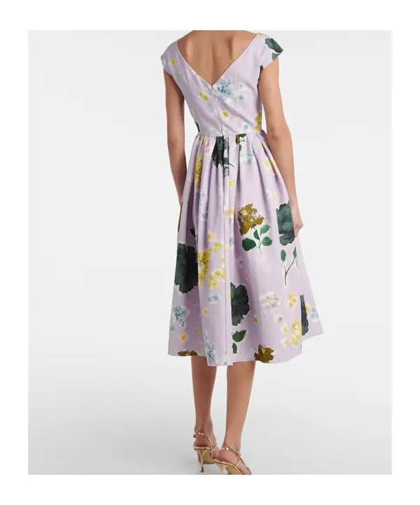 Erdem Floral Cotton-blend Faille Midi Dress