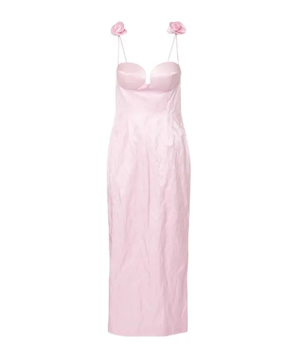 Magda Butrym Floral Appliqué Bustier Maxi Dress - Pink
