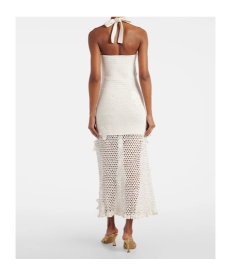 Oscar De La Renta Crochet Cotton Maxi Dress With Floral Appliqués