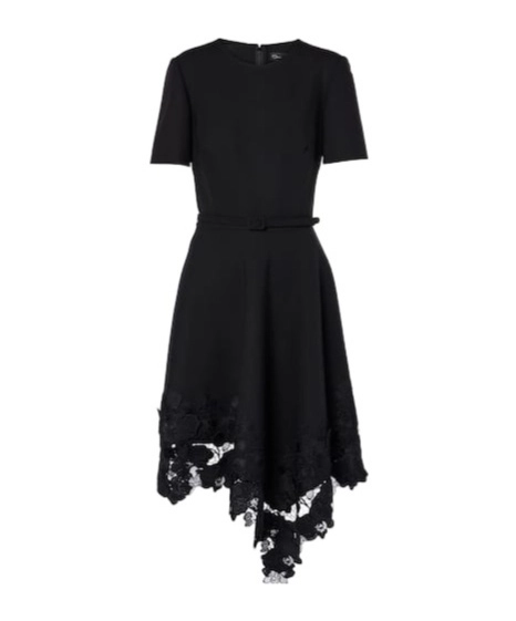 Oscar De La Renta Asymmetric Wool-blend Midi Dress - Black
