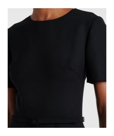 Oscar De La Renta Asymmetric Wool-blend Midi Dress With Lace Hem