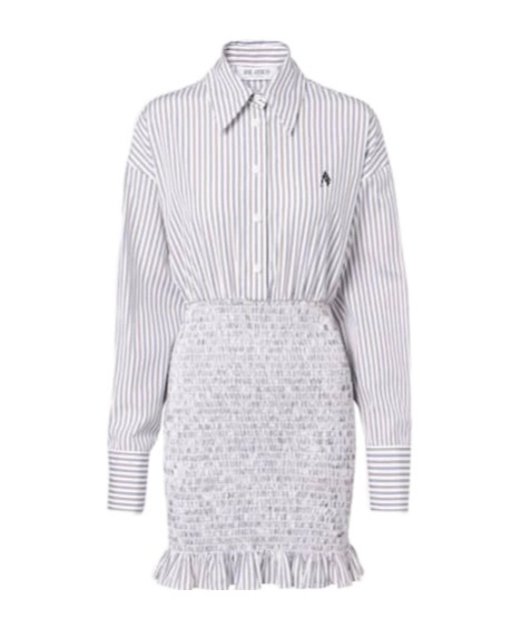 Attico Striped Ruched Cotton Shirt Dress