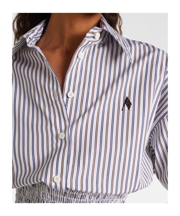 Attico Striped Ruched Cotton Shirt Dress