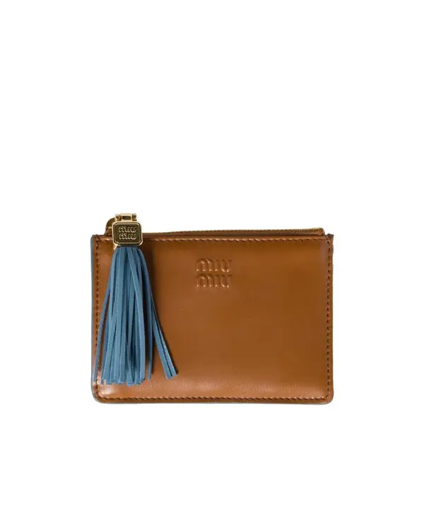 Miu Miu Leather Card Holder - Brown