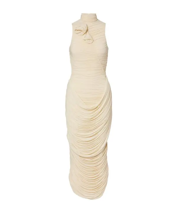 Magda Butrym Floral-appliqué Draped Ruched Gown