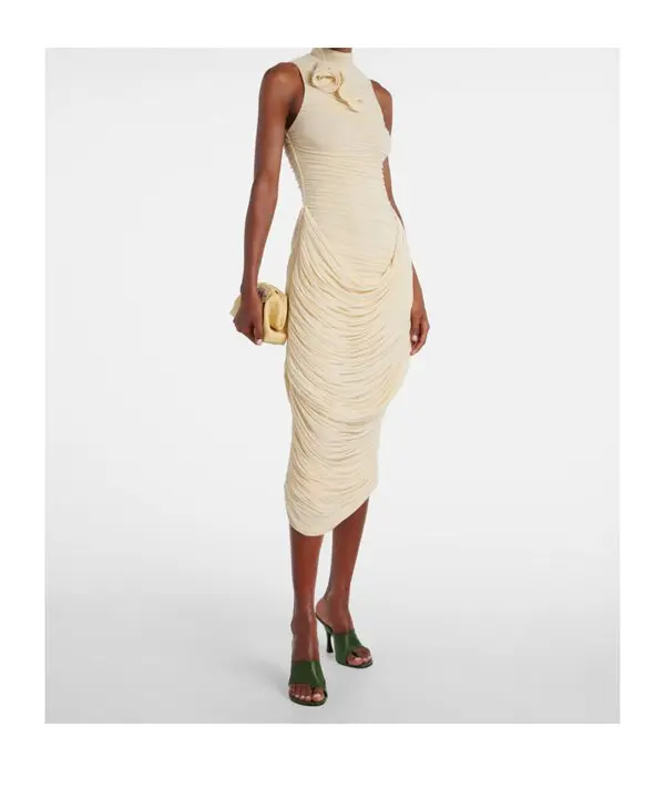 Magda Butrym Floral-appliqué Draped Ruched Gown