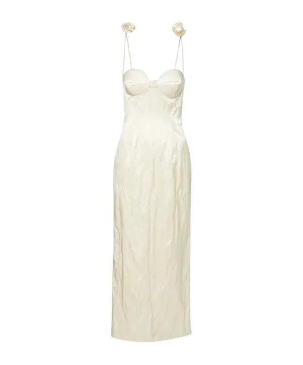 Magda Butrym Floral Appliqué Bustier Maxi Dress - White