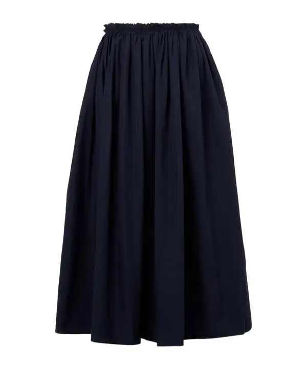 Gabriela Hearst Chiara Cotton Poplin Midi Skirt - Navy Blue