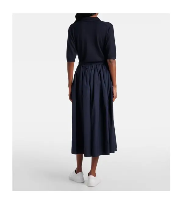 Gabriela Hearst Chiara Cotton Poplin Midi Skirt - Navy Blue