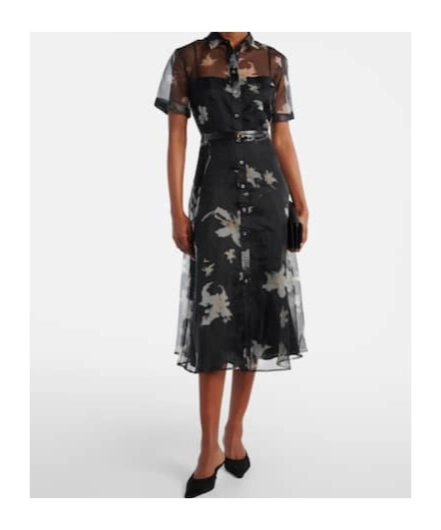 Altuzarra Kiera Floral Silk Midi Dress - Black