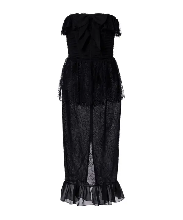 Alessandra Rich Lace And Silk Georgette Bustier Dress - Black
