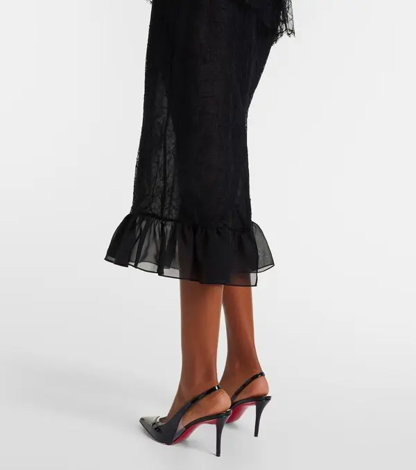 Alessandra Rich Lace And Silk Georgette Bustier Midi Dress - Black
