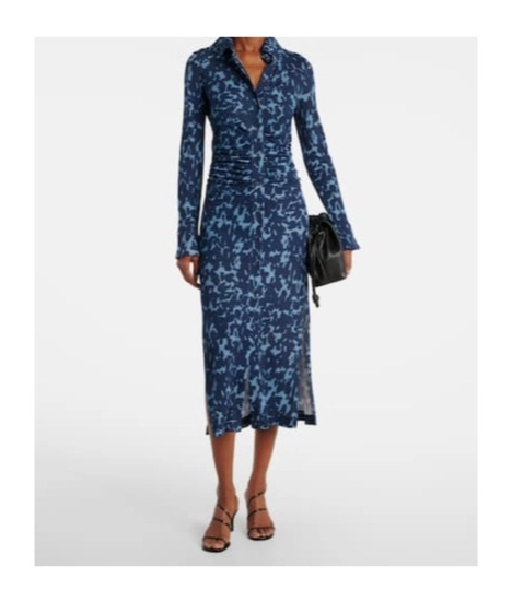Altuzarra Claudia Printed Ruched Jersey Shirt Dress - Blue