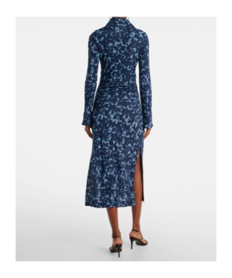Altuzarra Claudia Printed Ruched Jersey Shirt Dress - Blue