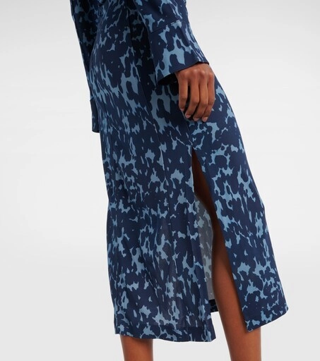 Altuzarra Claudia Printed Ruched Jersey Shirt Dress - Blue