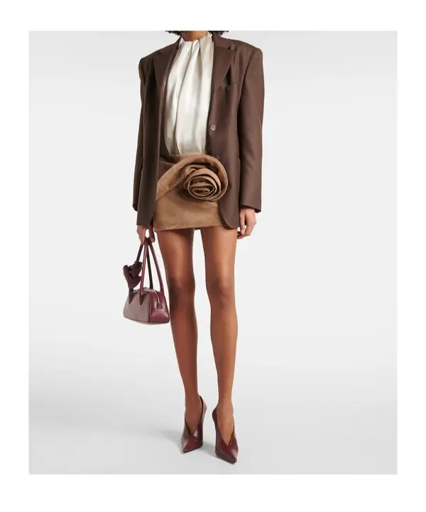 Magda Butrym Floral-applique Suede Miniskirt