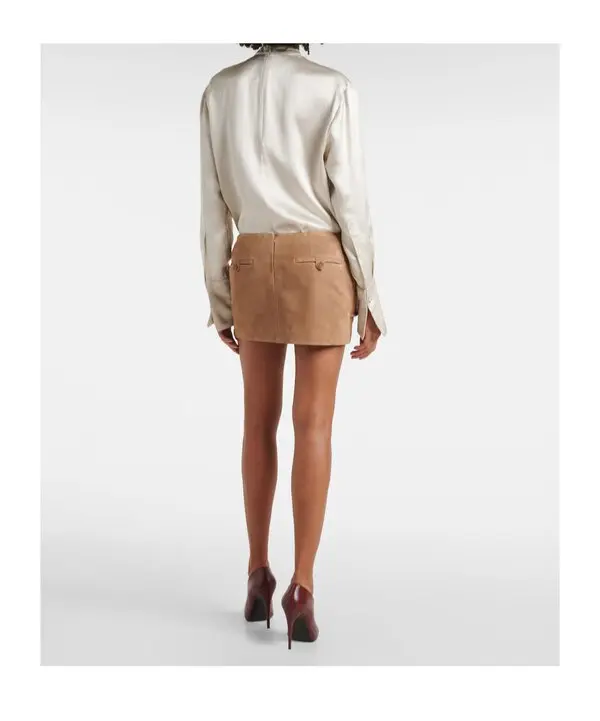 Magda Butrym Floral-applique Suede Miniskirt