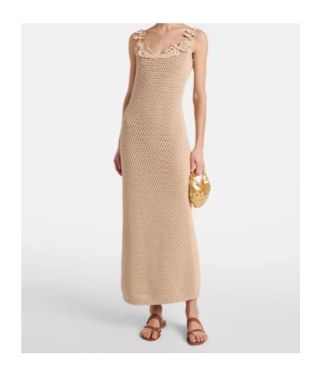 Elie Saab Floral Appliqué Crochet Maxi Dress