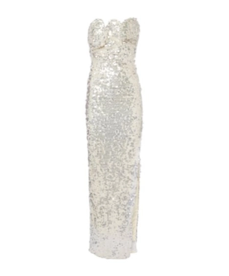 Christopher Esber Opaline Sequined Strapless Gown - White