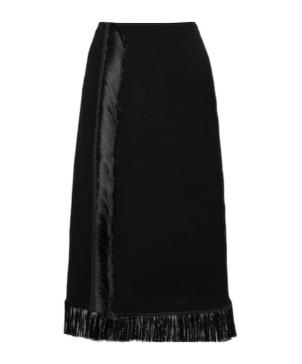 JIL SANDER Fringed Midi Skirt - Black