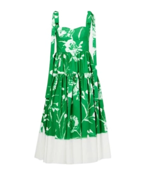 Erdem Floral Cotton Poplin Midi Dress - Green