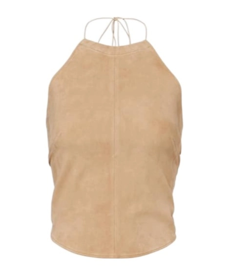 Stouls Rosie Halterneck Suede Top - Nude