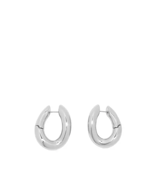 Balenciaga Logo Engraved Loop Earrings - Silver