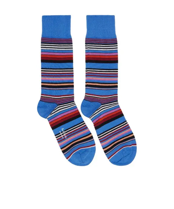 Paul Smith Three-pack Of Multi-colored Striped Mid-calf Socks