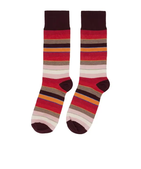Paul Smith Three-pack Of Multi-colored Striped Mid-calf Socks