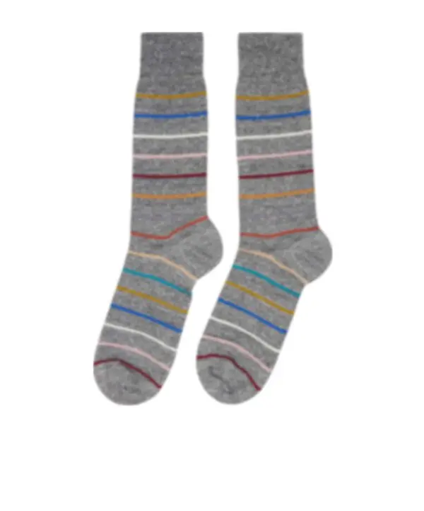 Paul Smith Three-pack Of Multi-colored Striped Mid-calf Socks