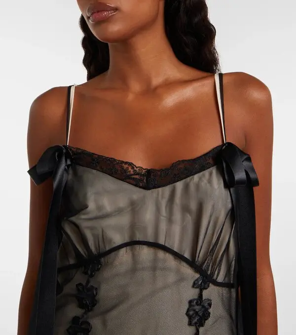 Simone Rocha Lace-trimmed Sheer Midi Dress