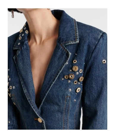AREA Embellished Denim Blazer Dress