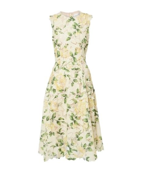 Oscar De La Renta Printed Midi Dress - Nude