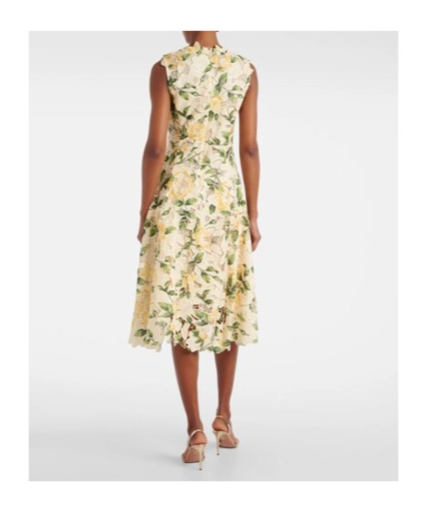 Oscar De La Renta Floral Lace Midi Dress