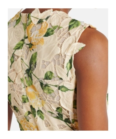 Oscar De La Renta Floral Lace Midi Dress