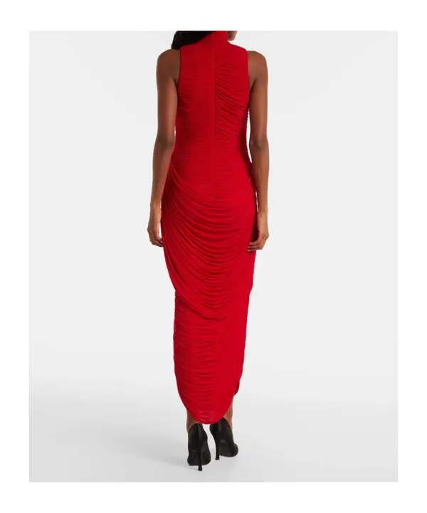 Magda Butrym Sleeveless Draped Gown With Floral Appliqu - Red
